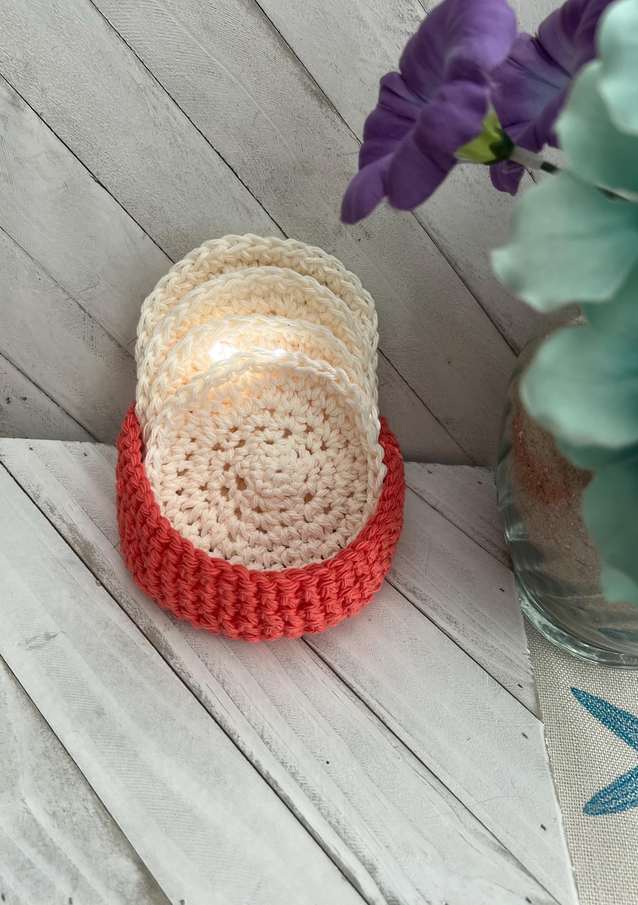 Set of 4 Crochet Coasters With Holder - Etsy