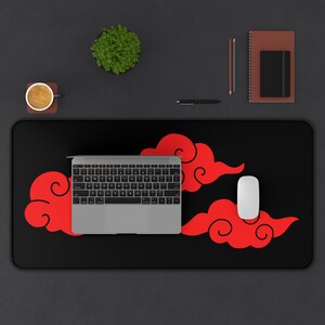 Japanese Red Kumo Clouds Desk Mat, Manga, Nihonga, Akatsuki, Anime ...