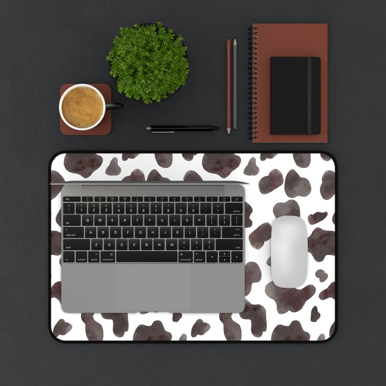 Cow Print Desk Mat Mid Century Modern Desk Mat Boho Desk - Etsy
