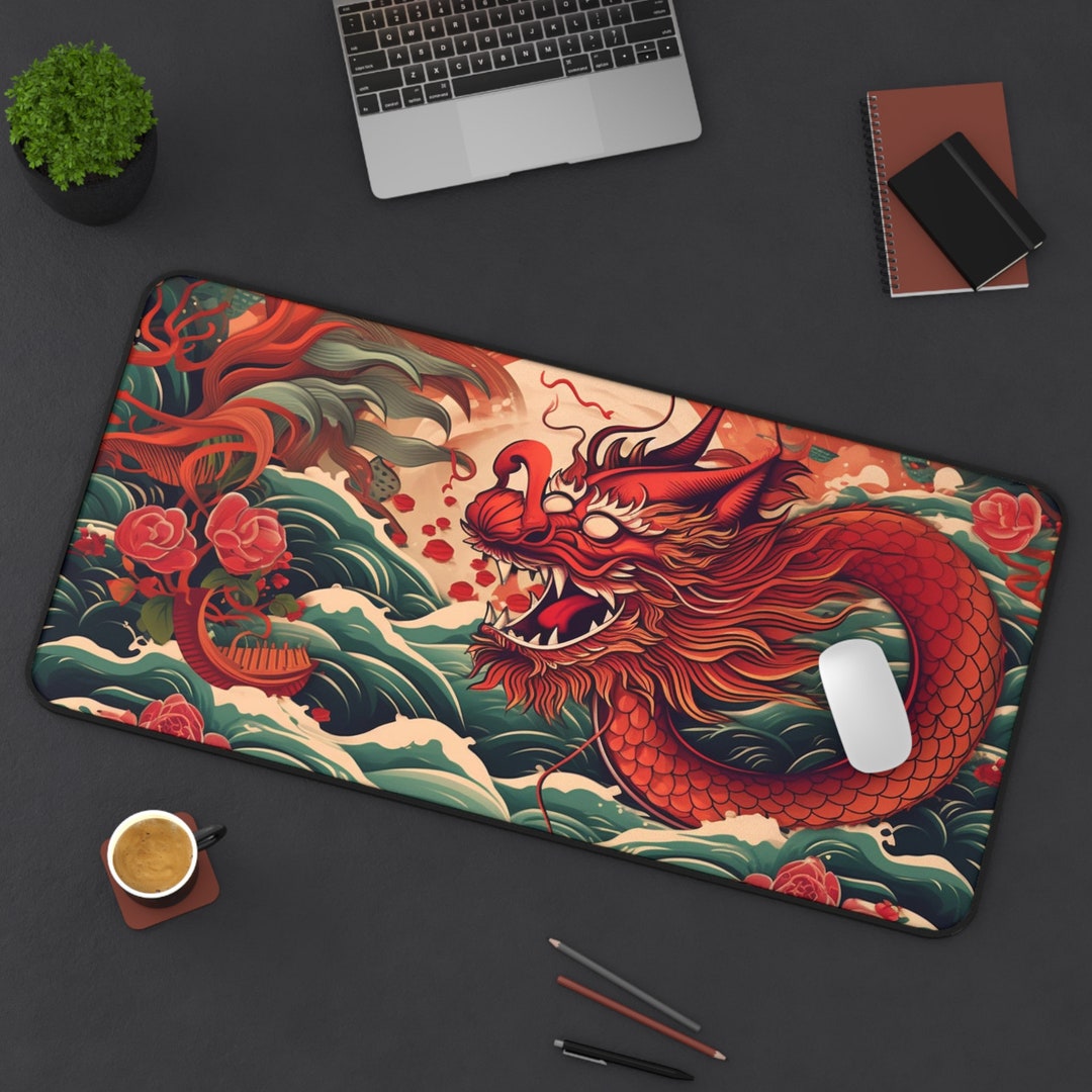 Chinese Dragon Desk Mat, Gaming Desk Mat, Fantasy Gaming, DND Desk Mat ...