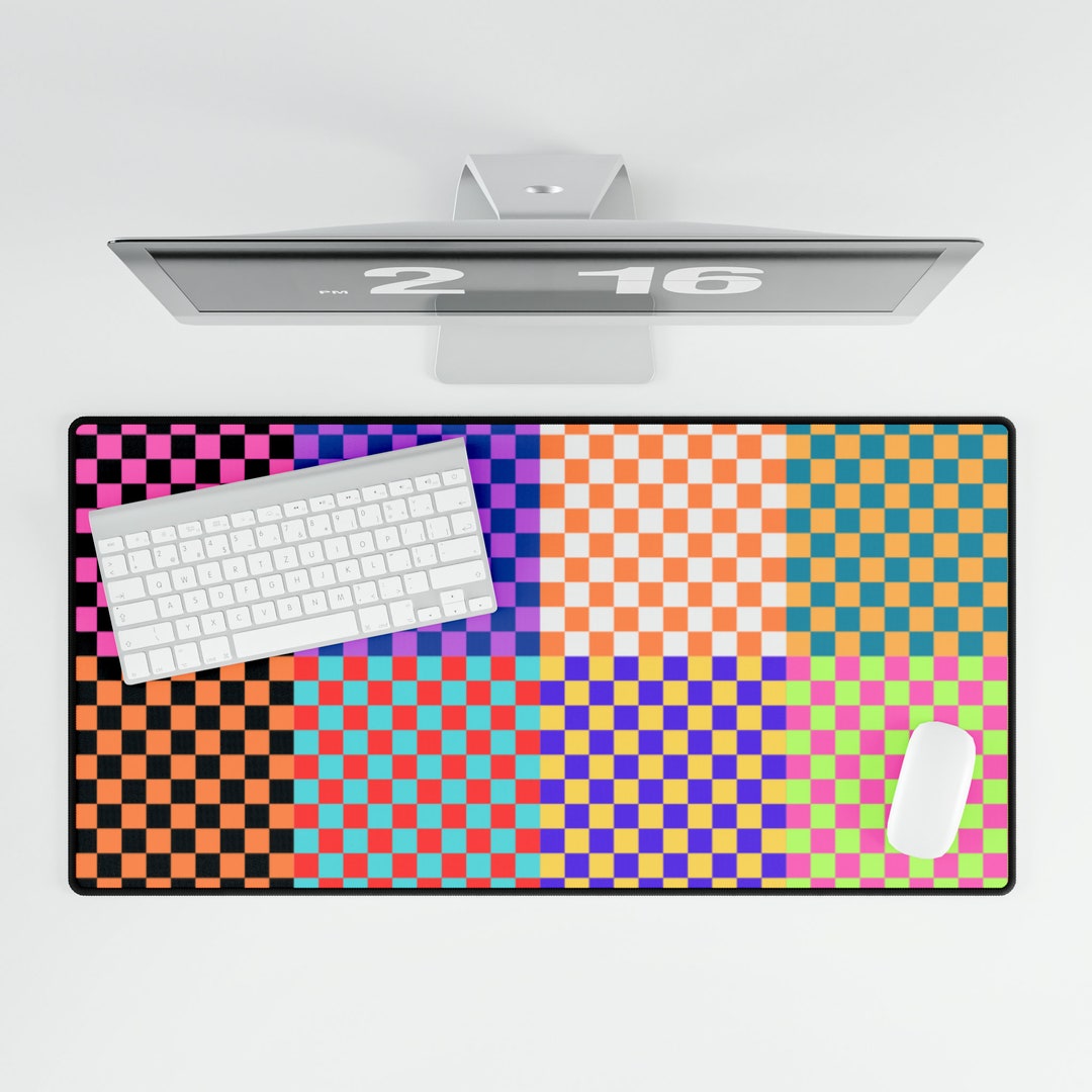 Checkered Desk Mat, Trendy Aesthetic Desk Pad, Retro Large Mouse Pad ...