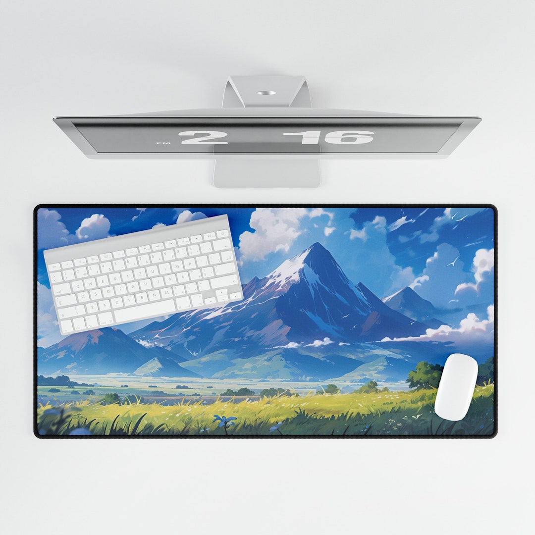 Cartoon Mountain Range Mat Lofi Desk Mat Gift for Her Anime Desk Mat ...