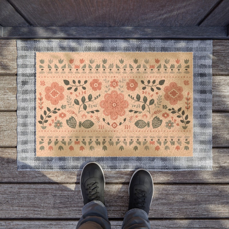 Floral Door Mat - Etsy