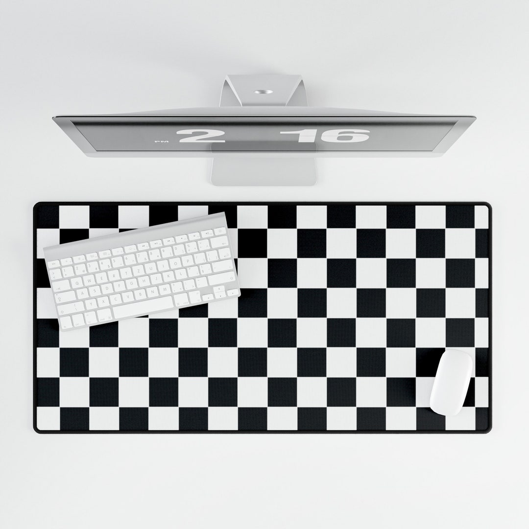 Black Checkered Desk Mat Retro Desk Mat Gift for Her Trendy Desk Mat ...