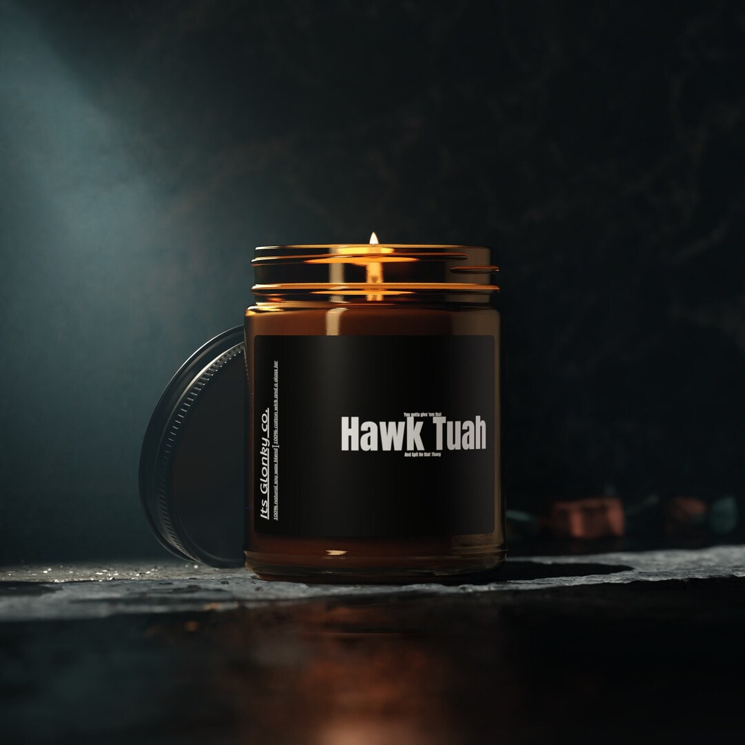 Multi-size Hawk Tuah Scented Soy Candle Amber Jar Adult Humor Gift for ...