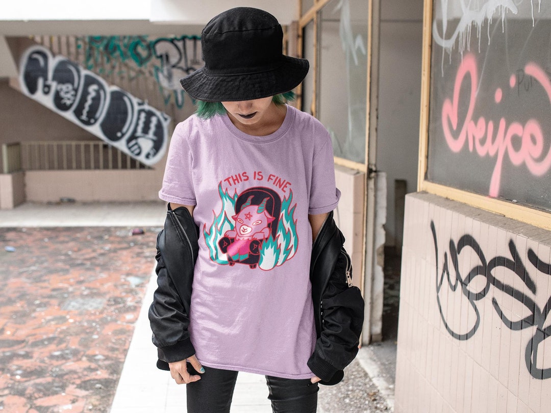 This is Fine Everything is Fine Kawaii Baphomet Shirt Hail Satan Shirt ...