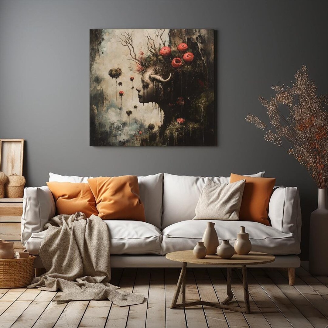 Gothic Painting Goth Wall Art Witchy Home Decor Gift for Goth Dark ...