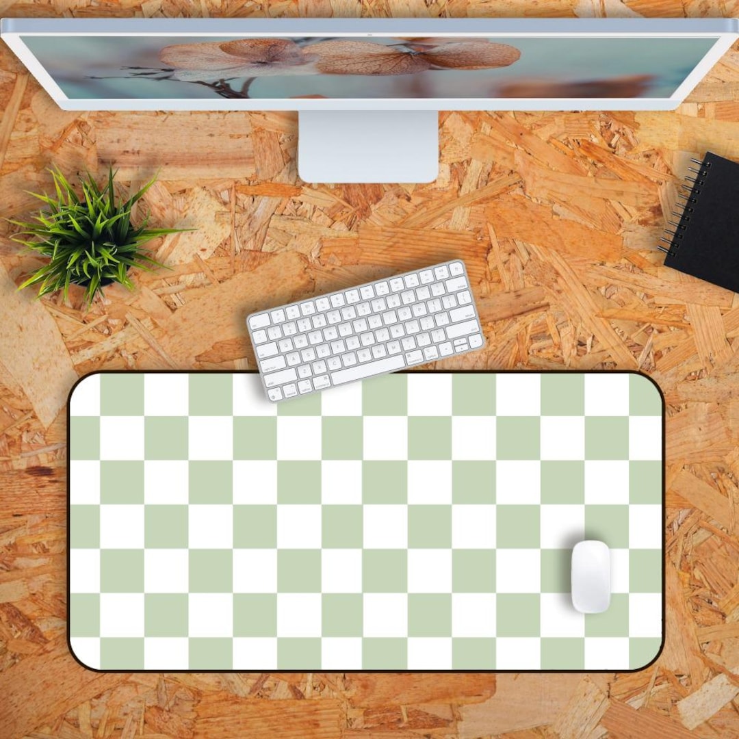 Sage Green Checkered Desk Mat Cozy Aesthetic Desk Pad Large Gift for ...