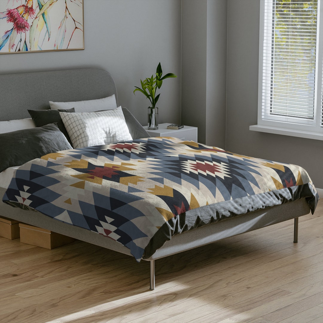 Aztec Minky Blanket, Camping Blanket, Native Blanket, Navajo Saddle ...