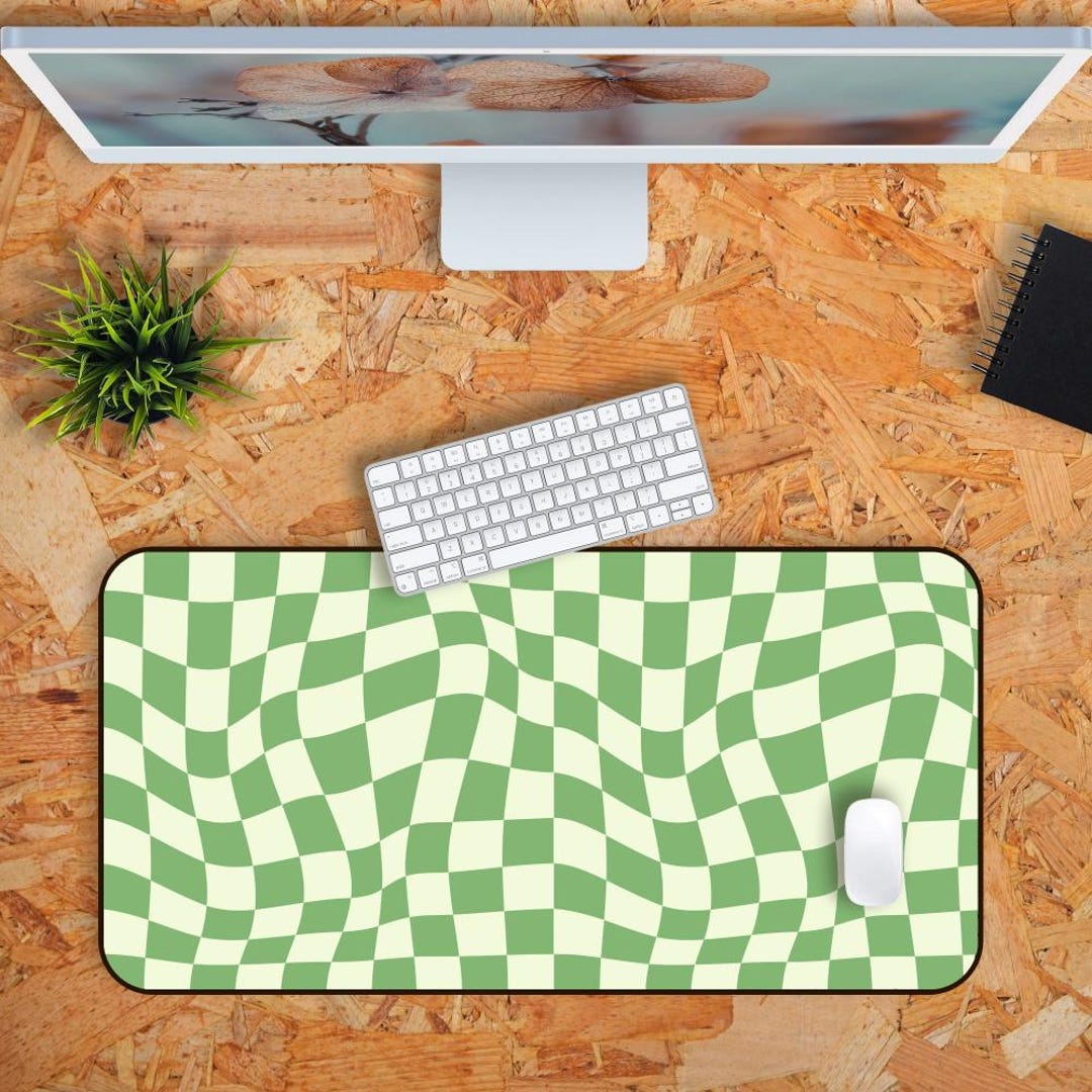 Green Checkered Desk Mat Checker Pattern Mouse Pad Office Accessories ...