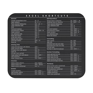 Excel Shortcuts Mousepad Coworker Gift Accountant White Elephant Gift ...