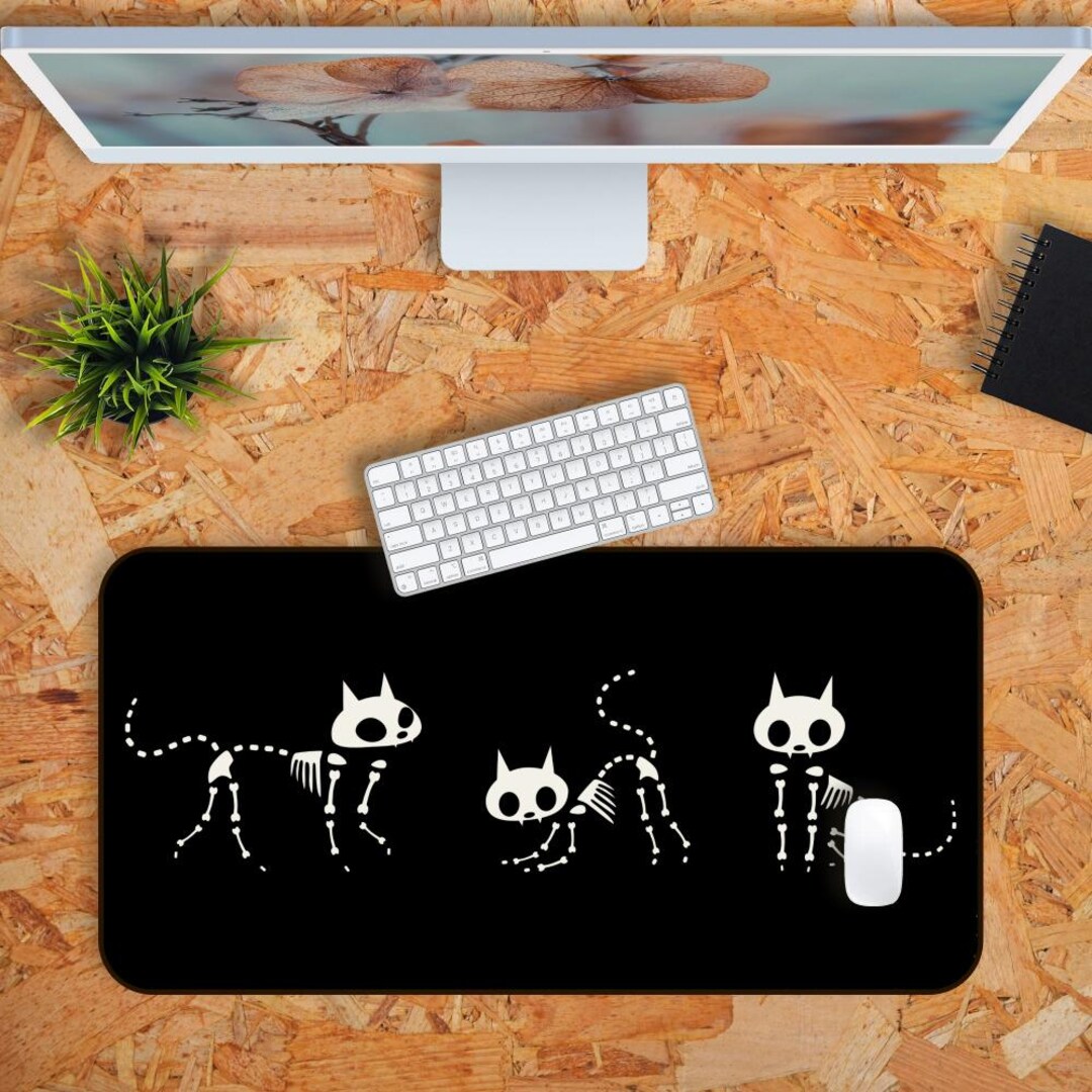 Cat Skeleton Desk Mat Goth Desk Mat Anime Cute Kawaii Desk Mat Gift for ...