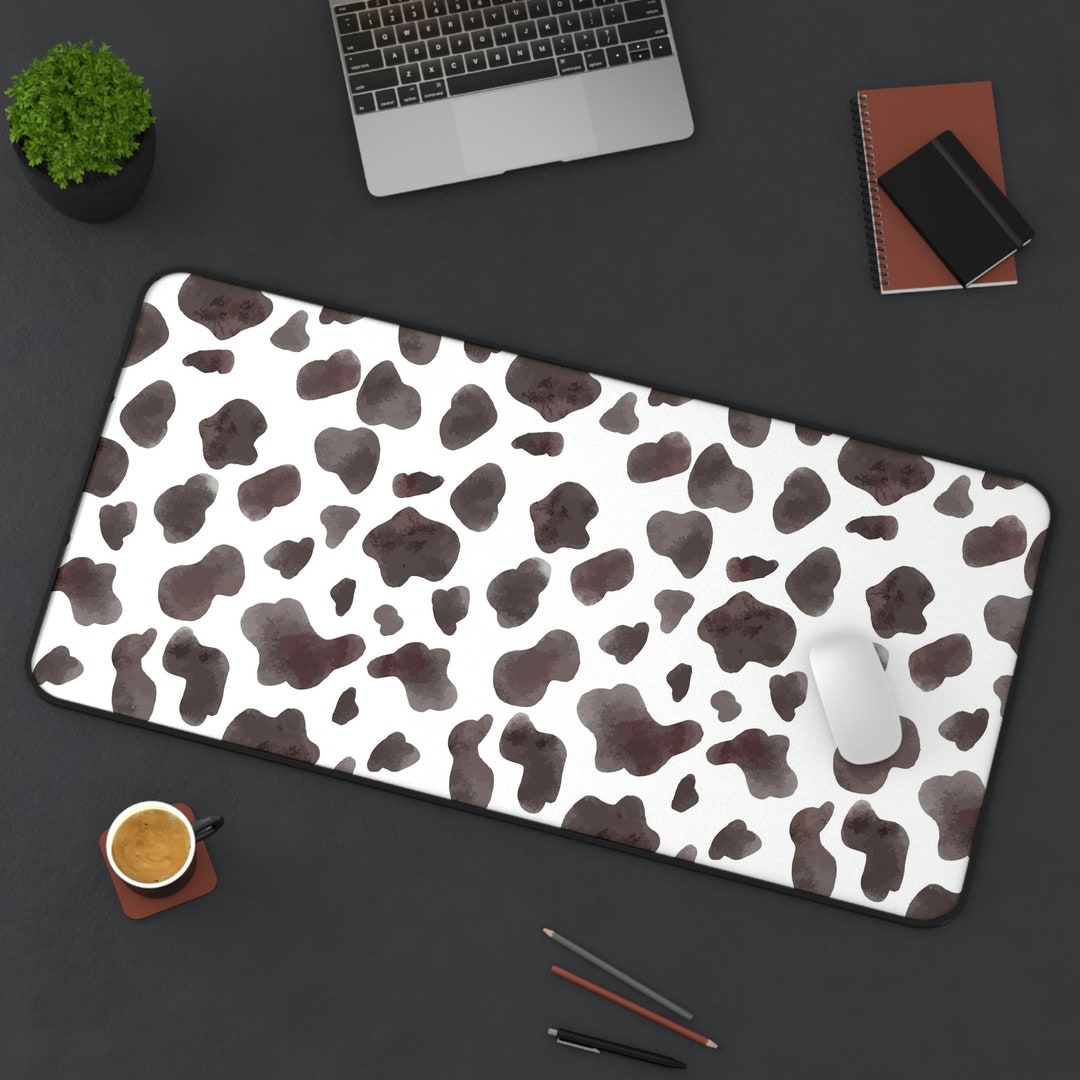 Cow Print Desk Mat Mid Century Modern Desk Mat Boho Desk - Etsy