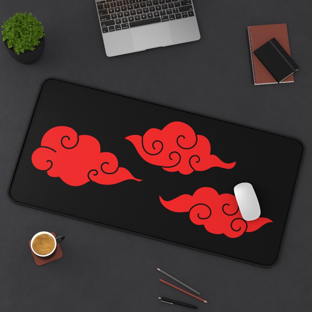 Japanese Red Kumo Clouds Desk Mat, Manga, Nihonga, Akatsuki, Anime ...
