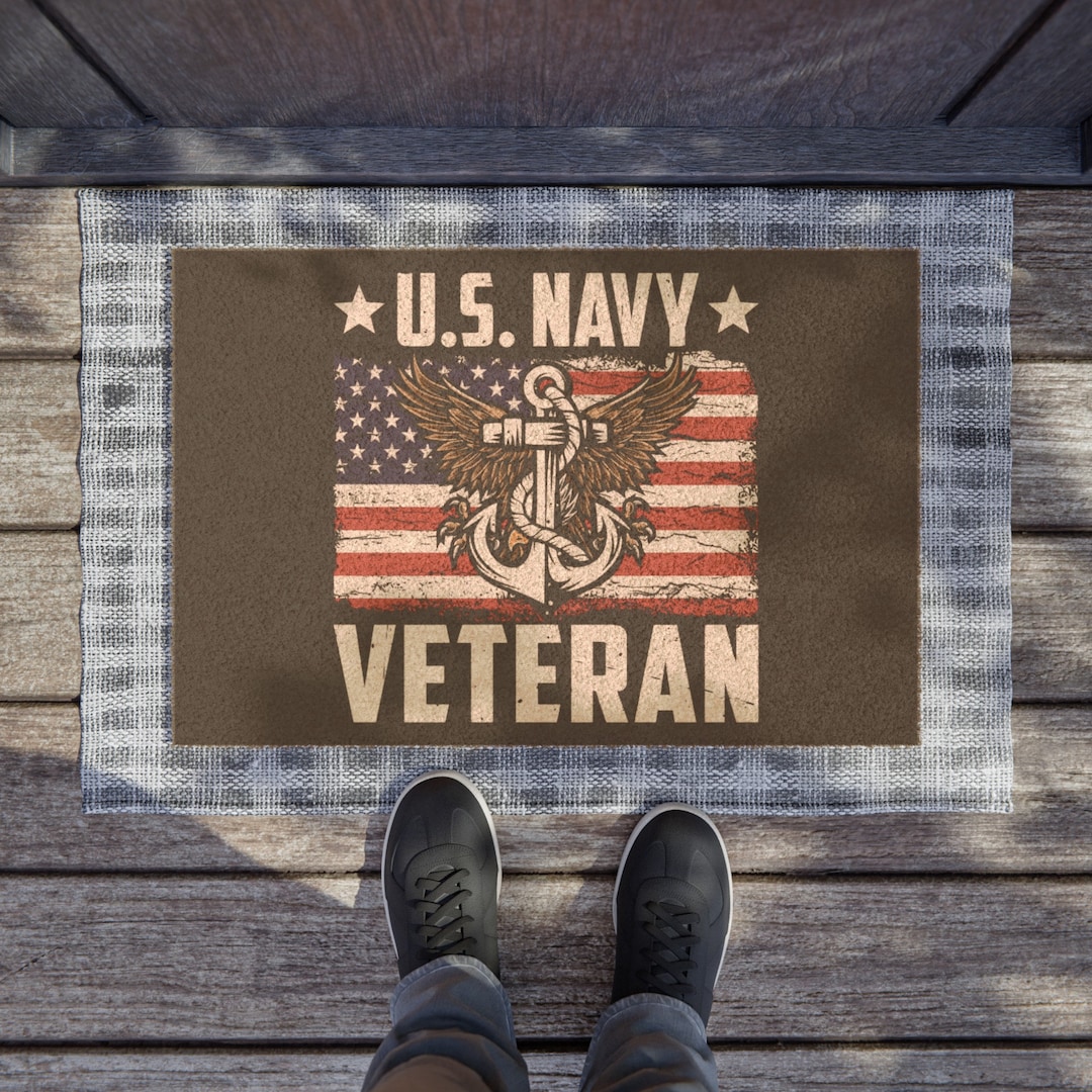 US Navy Veteran Doormat Housewarming Gift for Veteran Front Door Decor ...