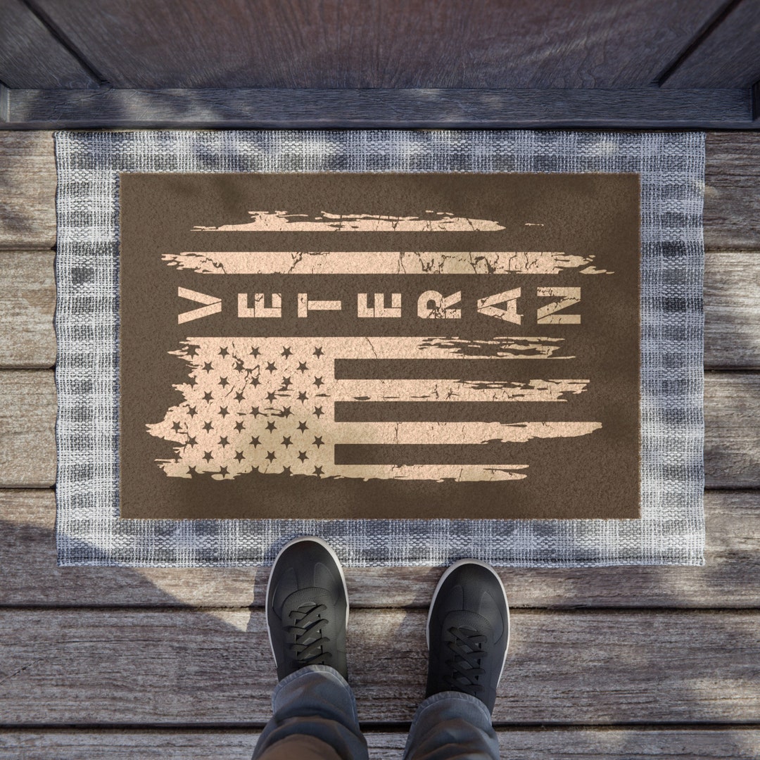 US Veteran USA Flag Doormat Housewarming Gift for Veteran Front Door ...
