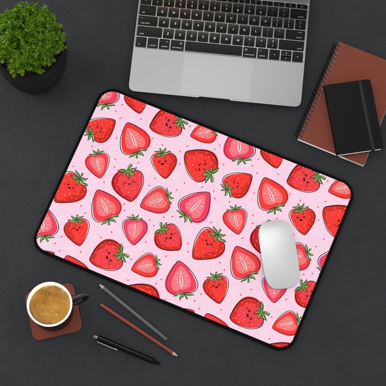Strawberry Desk Mat Kawaii Desk Mat Cute Workspace Trendy - Etsy