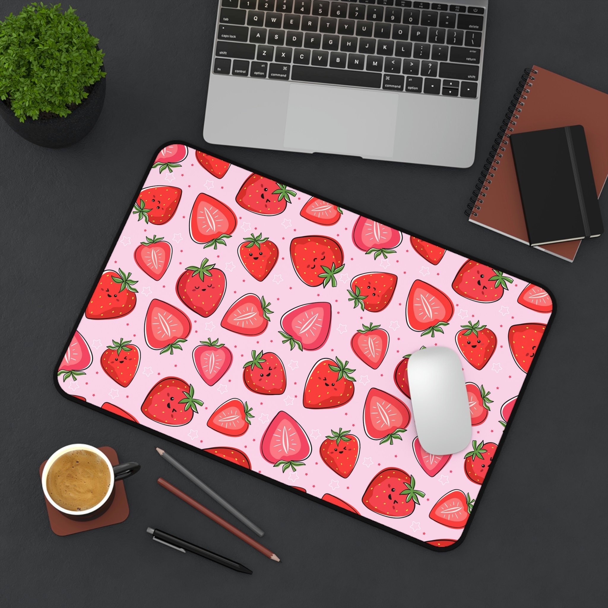 Strawberry Desk Mat Kawaii Desk Mat Cute Workspace Trendy - Etsy