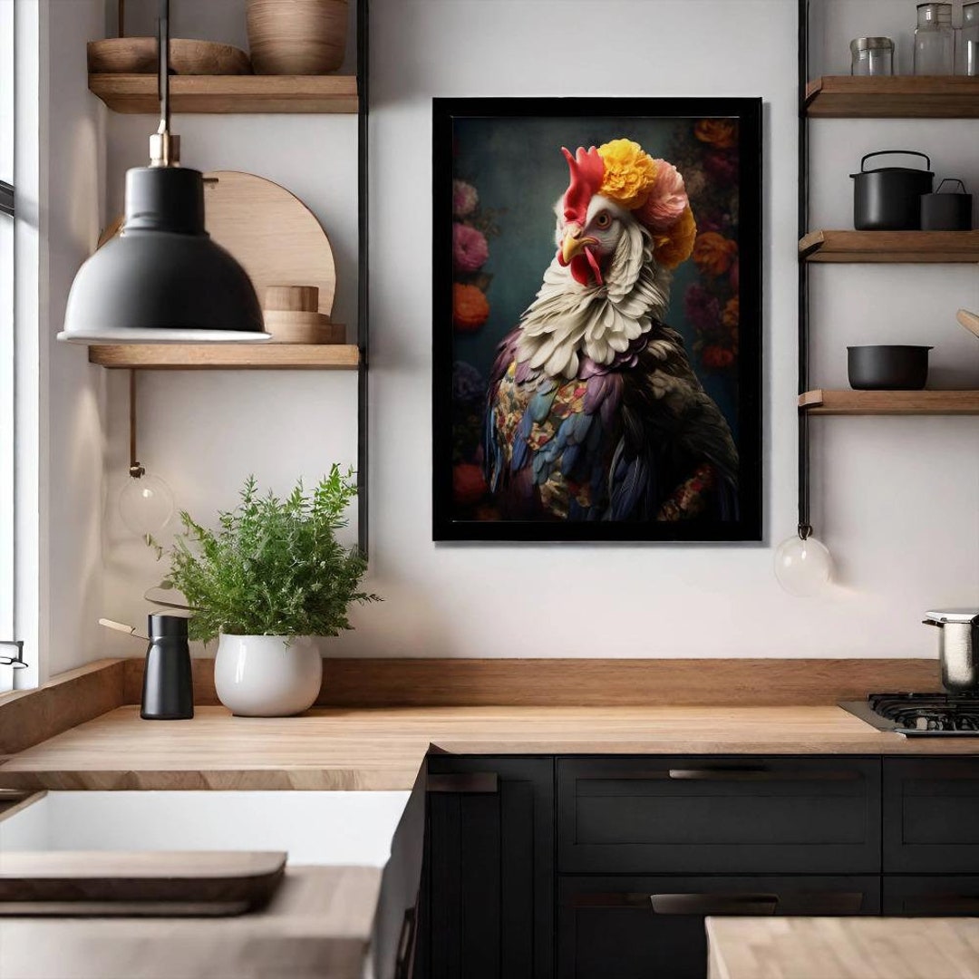 Victorian Chicken Portrait Wall Art Farmhouse Decor Dopamine Decor Dark ...