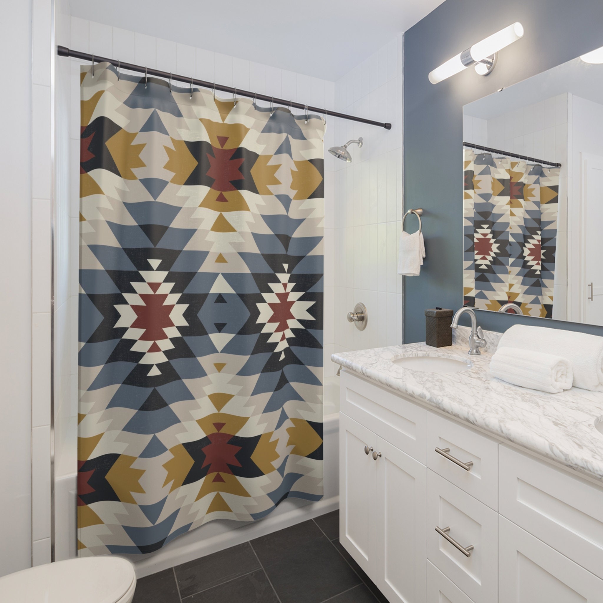 Aztec Shower Curtain Native American Decor Navajo Decor - Etsy