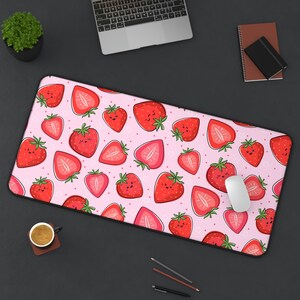 Strawberry Desk Mat Kawaii Desk Mat Cute Workspace Trendy - Etsy