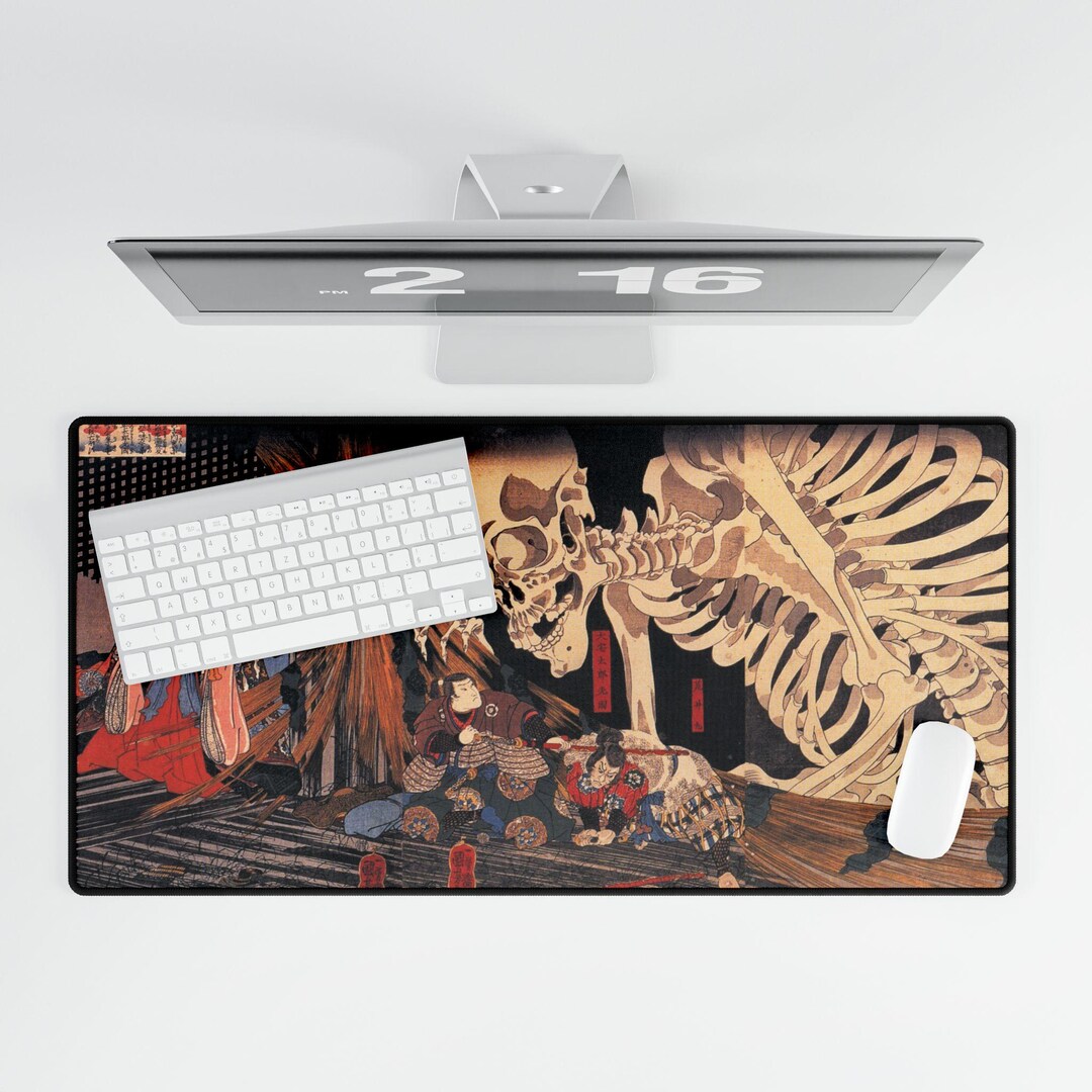 Gashadokuro Desk Mat Japanese Art Decor Skeleton Mouse Desk Mat ...