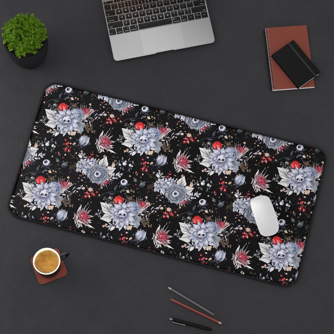 Halloween Desk Mat, Spooky Desk Mat, Skull Desk Mat, Floral Desk Mat ...