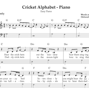 Easy Piano Cricket Alphabet - Sheet Music - Etsy