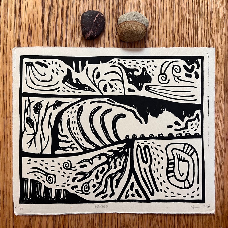 Abstract Lino Cut - Etsy