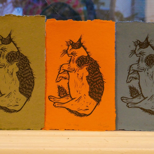 Cat Block Print - Etsy