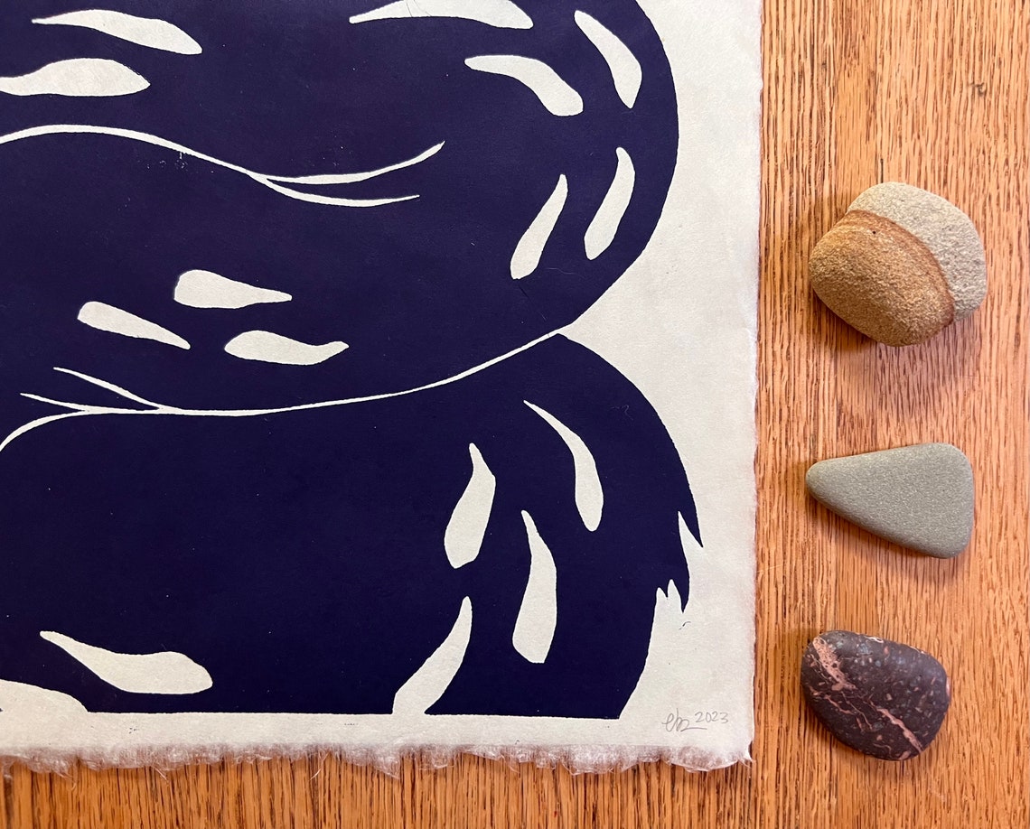 Curvy Egret | Original Linocut | Handmade Linoprint | Limited Edition ...