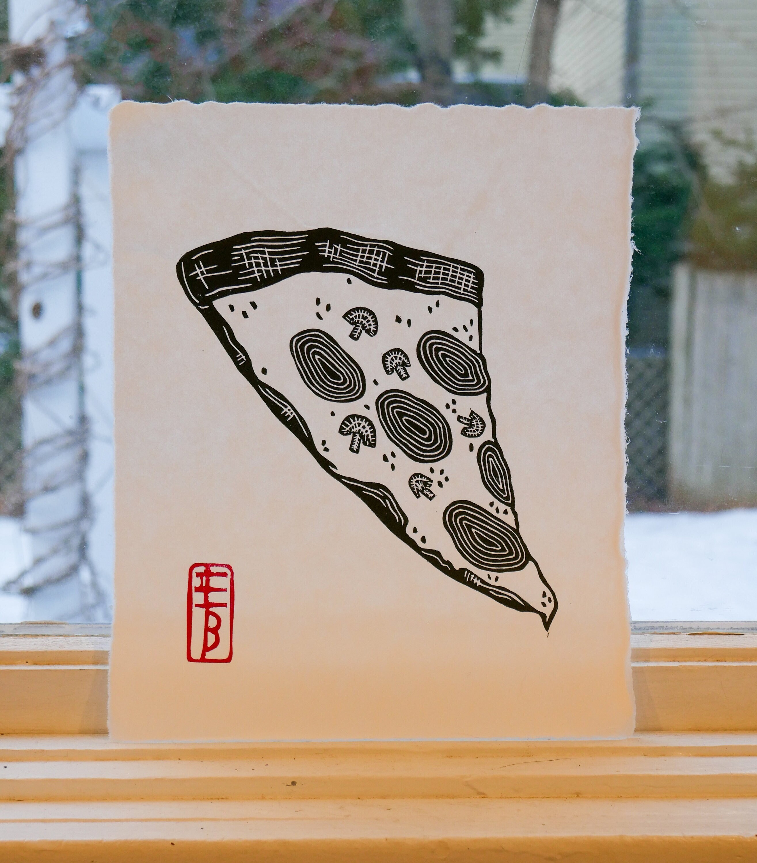 Pizza | Original Linocut | Handmade Linoprint | Limited Edition ...