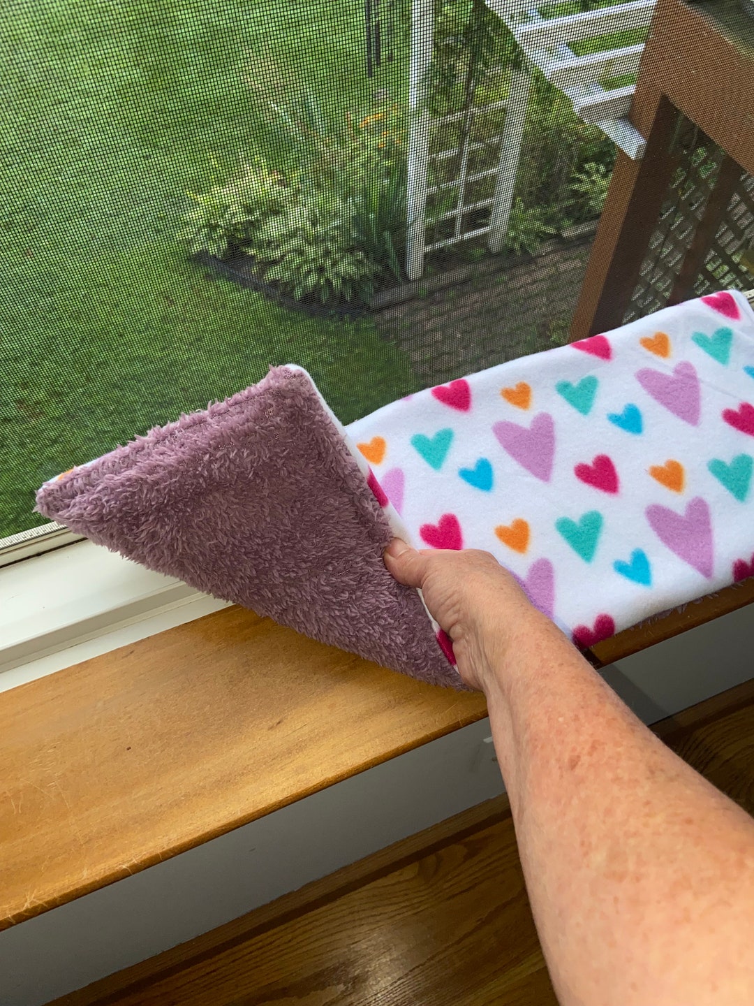 Window Sill Cat Pad/ Cat Crate Pad/ Rainbow Color Heart Sill Mat/ Cat ...