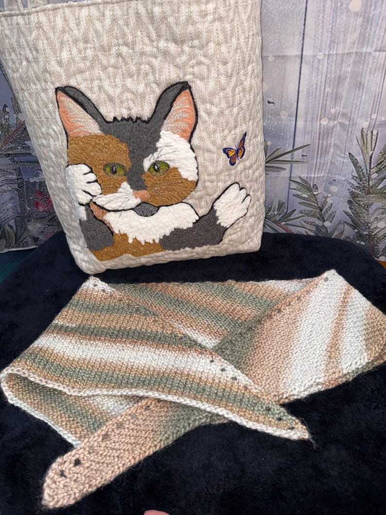 Handcrafted Calico Cat Bag: Embroidered Quilted Tote - Etsy