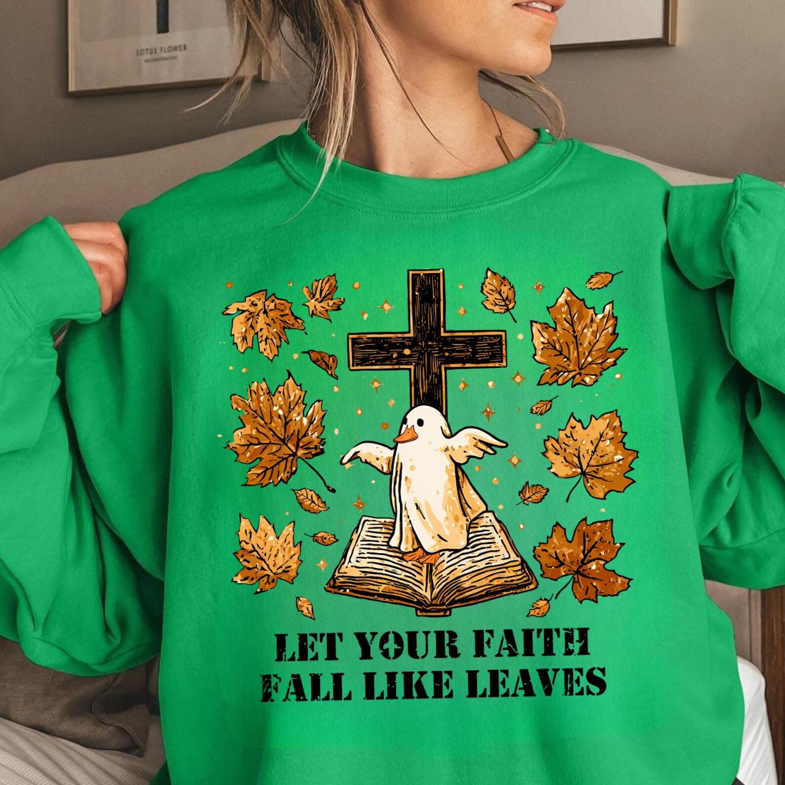 Let Your Faith Fall Like Leaves PNG Christian Fall Sublimation Design ...