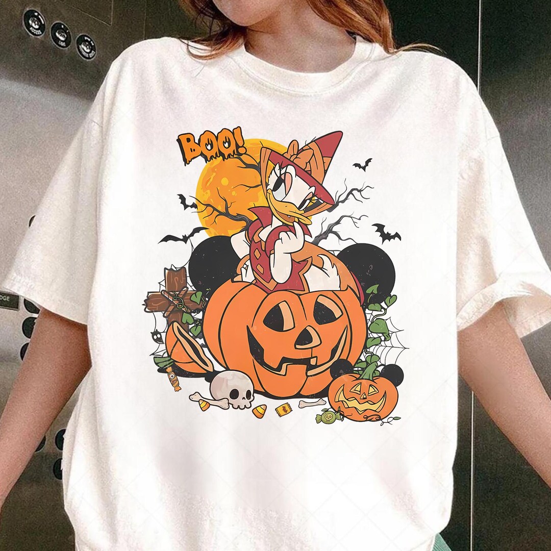 Cute Daisy Duck Halloween PNG, Funny Pumpkin Cartoon Digital Download ...