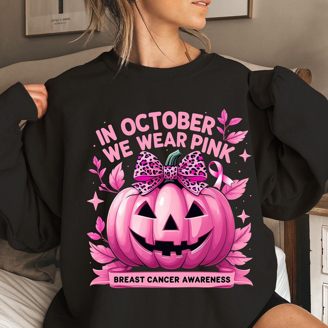 In October We Wear Pink Png, Autumn Breast Cancer Png, Breast Cancer ...