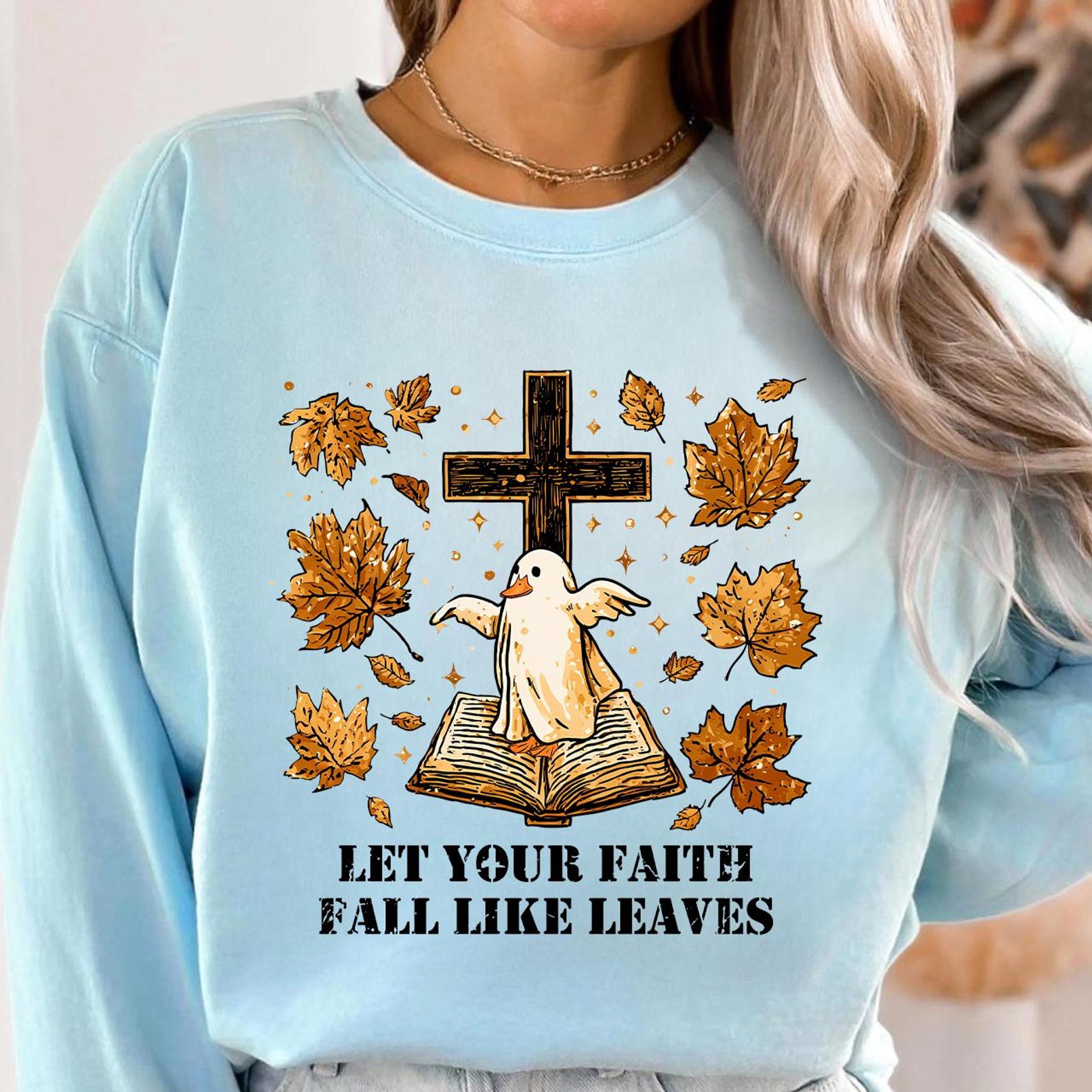 Let Your Faith Fall Like Leaves PNG Christian Fall Sublimation Design ...