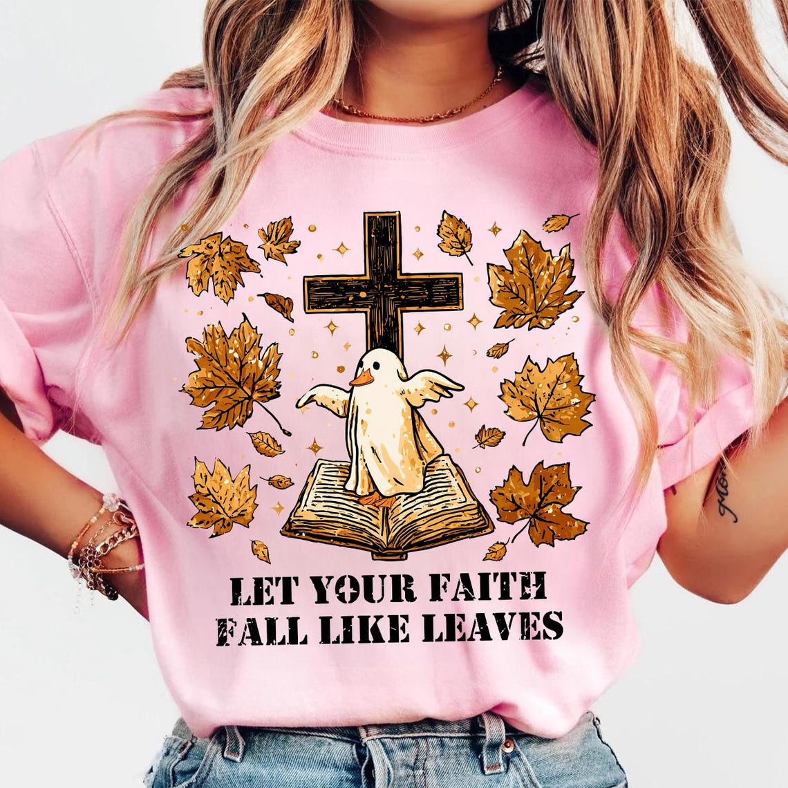 Let Your Faith Fall Like Leaves PNG Christian Fall Sublimation Design ...
