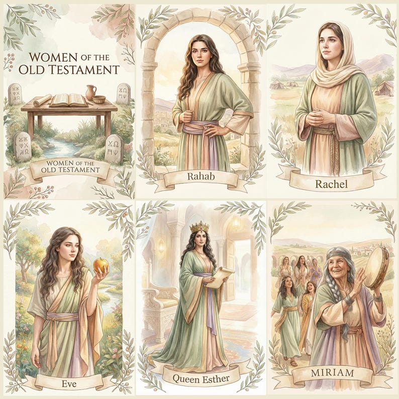Women of the Old Testament Art Set, Biblical Women Watercolor Prints ...