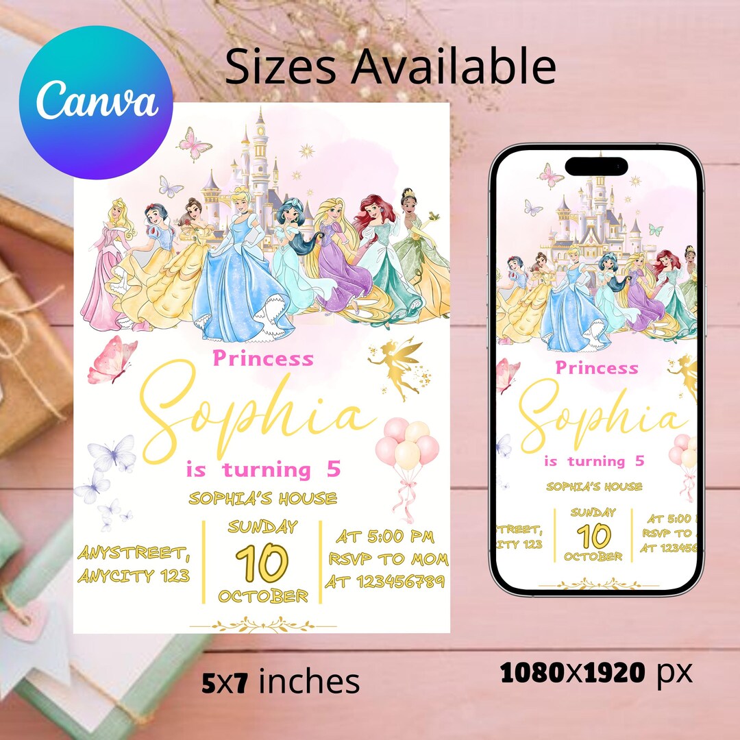 Princess Birthday Invitation Princess Invitation Princess Party ...