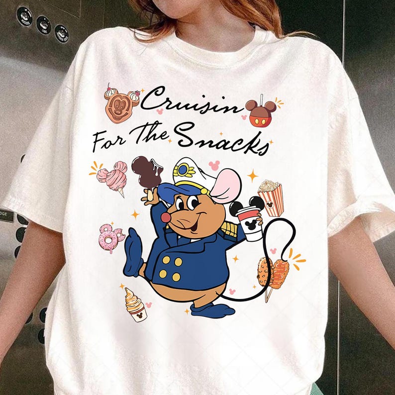 Cruisin for the Snacks PNG | Cute Cruise Mouse Captain Snack Lover ...
