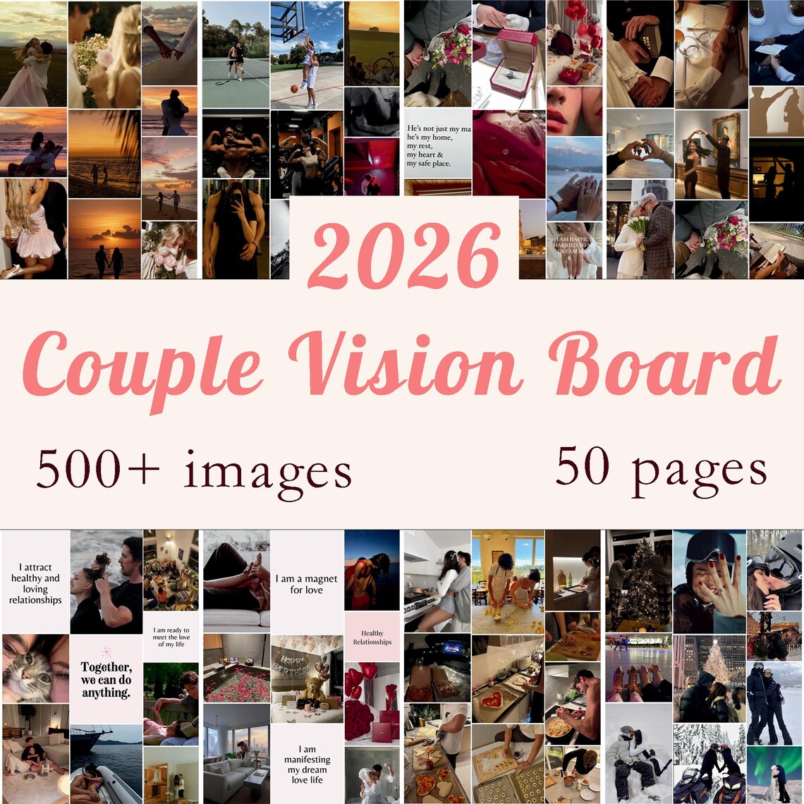 Couple Vision Board Printable Bundle Kit PDF for Love and Manifestation ...
