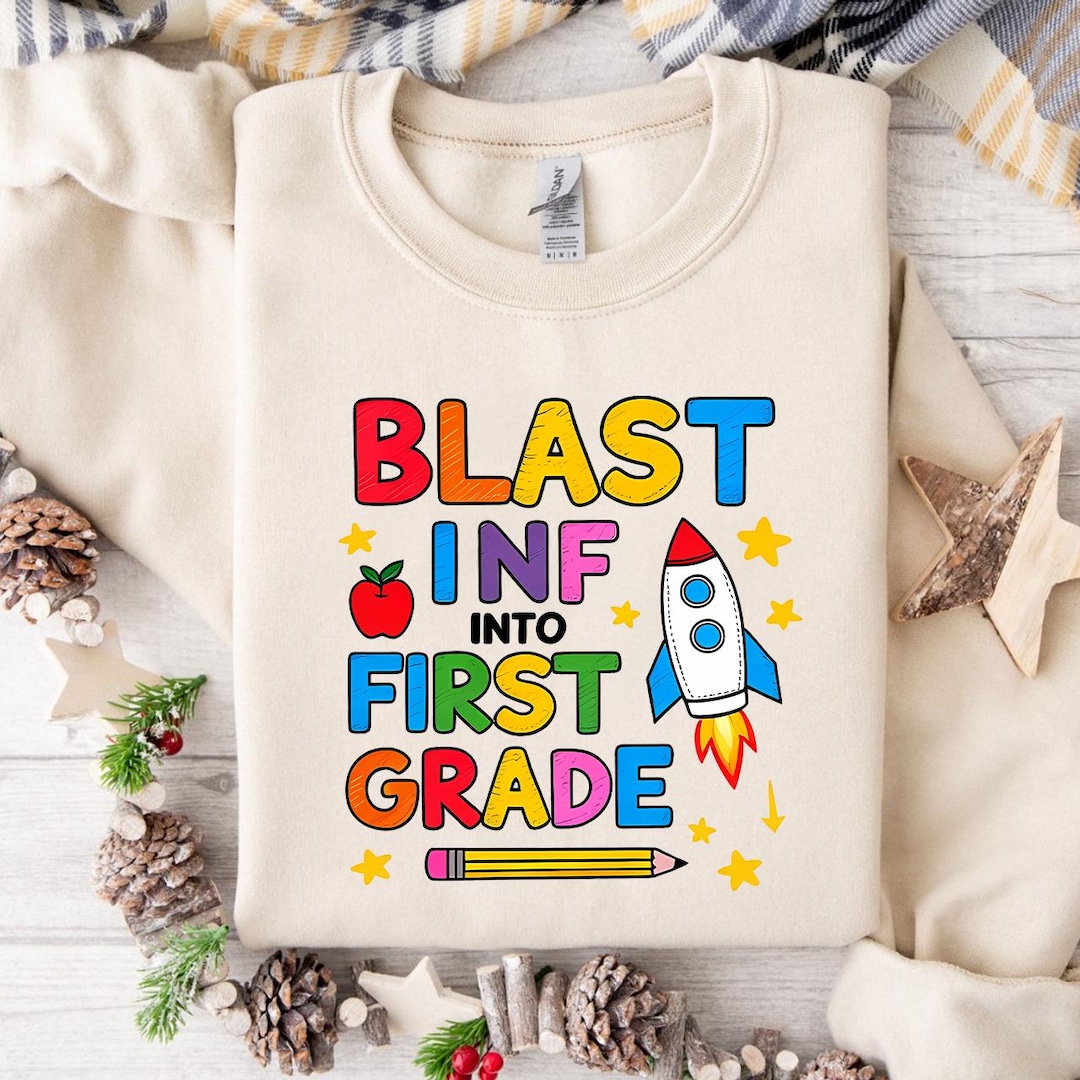Blast off Into First Grade PNG , First Day Back to School Lightning ...