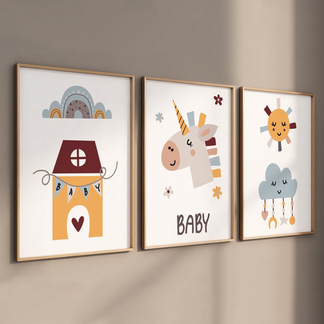 Children's Room Poster Set of 3, Decorative Pictures, Baby Room, Poster ...