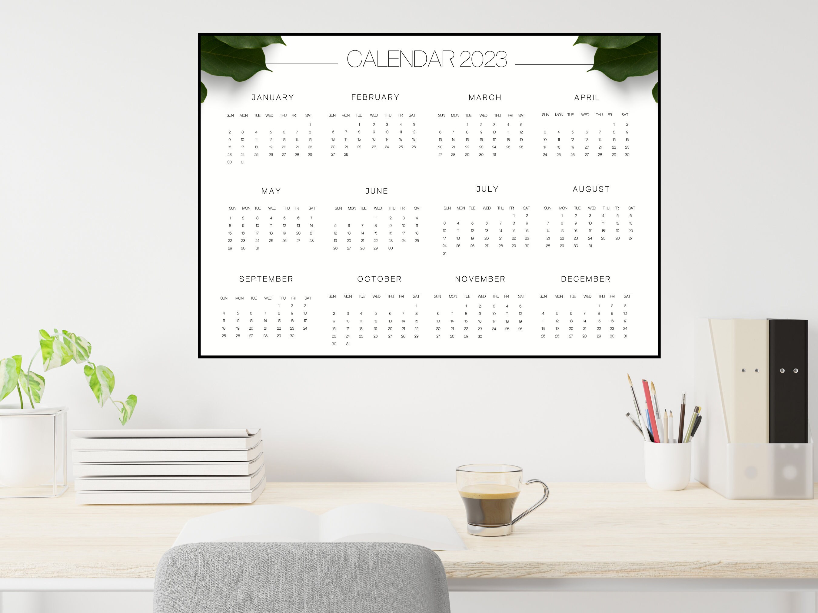 2023 Printable Yearly Wall Calendar | Canva Customizable | Monthly Wall ...