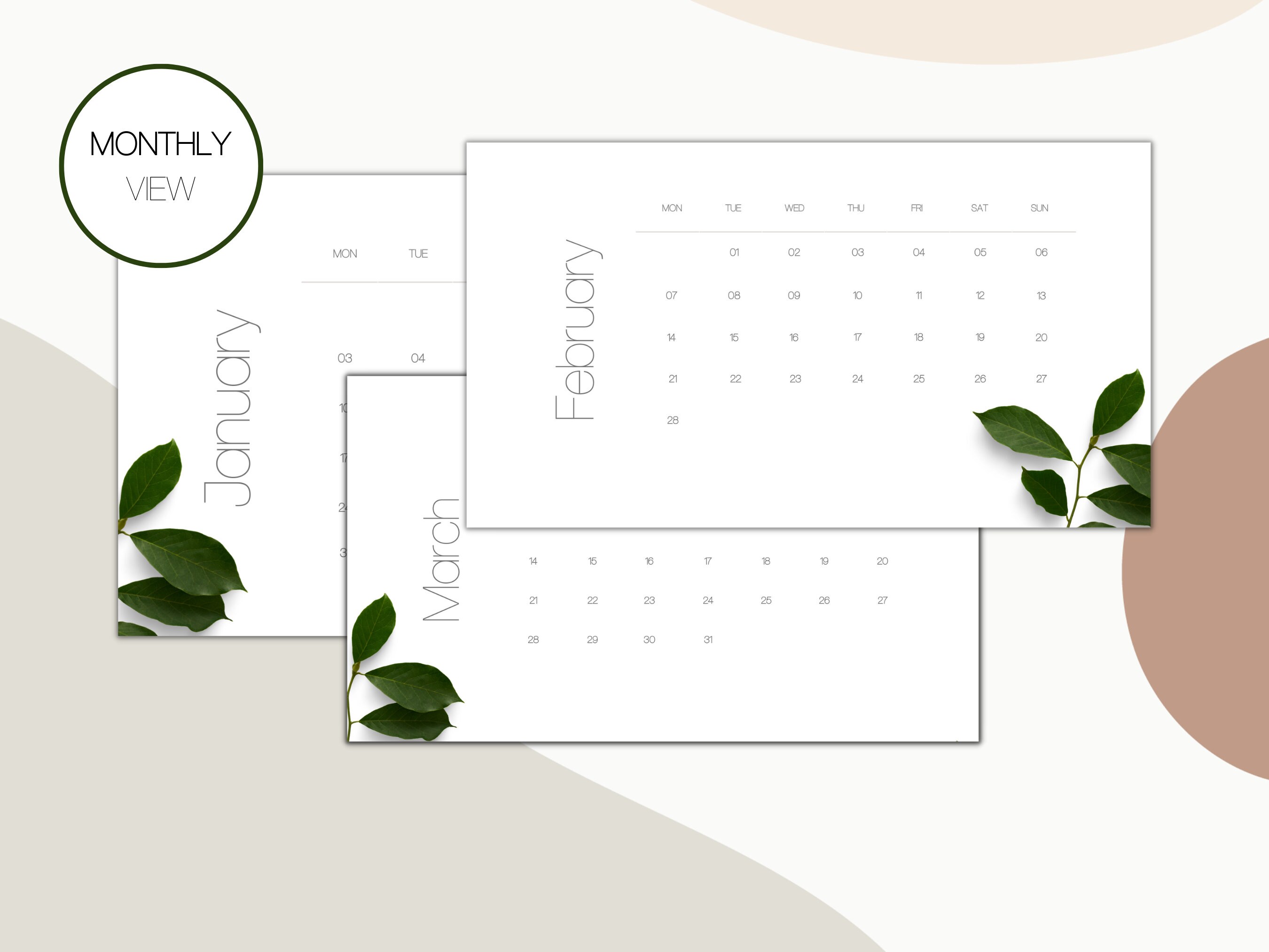 2023 Printable, Canva Customizable, Minimalist, Calendar Bundle; 8.5 ...
