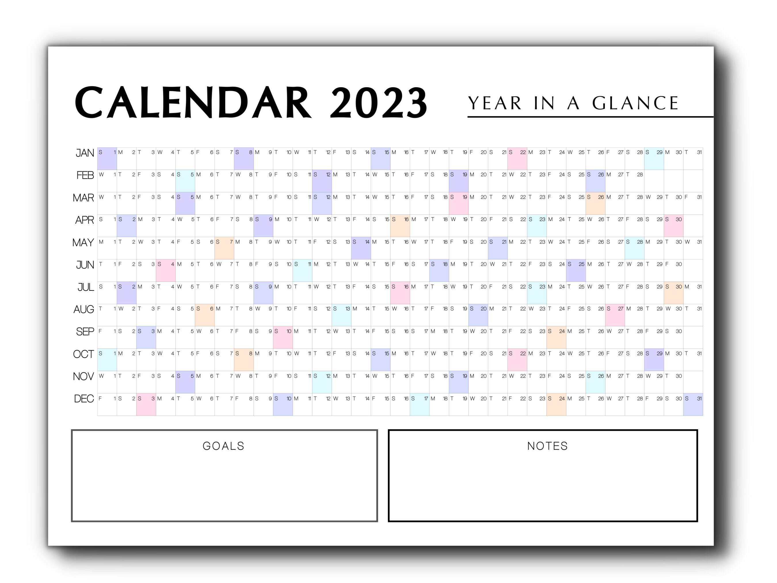 Rainbow Large 2023 Wall Calendar | Annual Planner | Yearly Planner ...