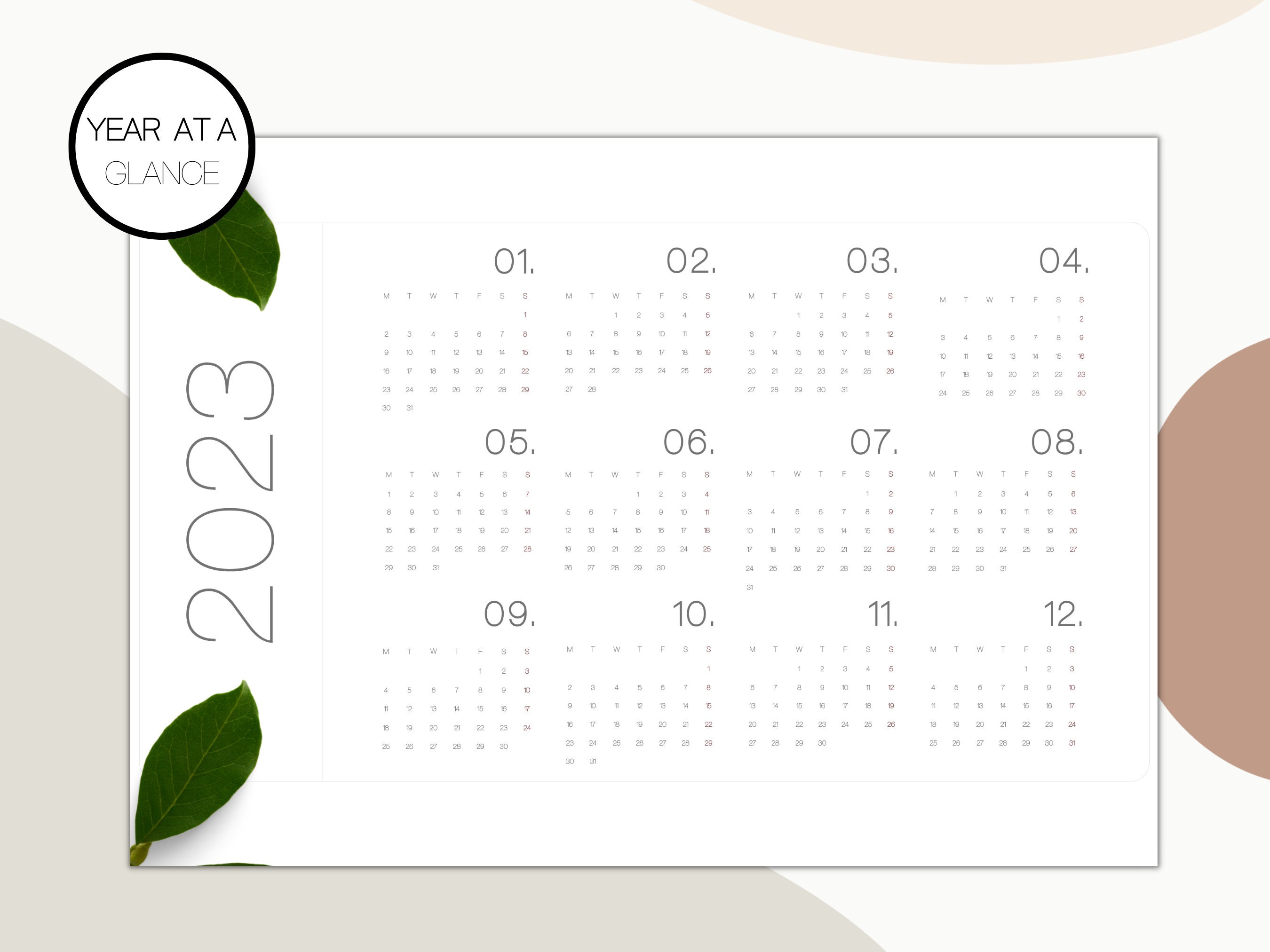 2023 Printable, Canva Customizable, Minimalist, Calendar Bundle; 8.5 ...