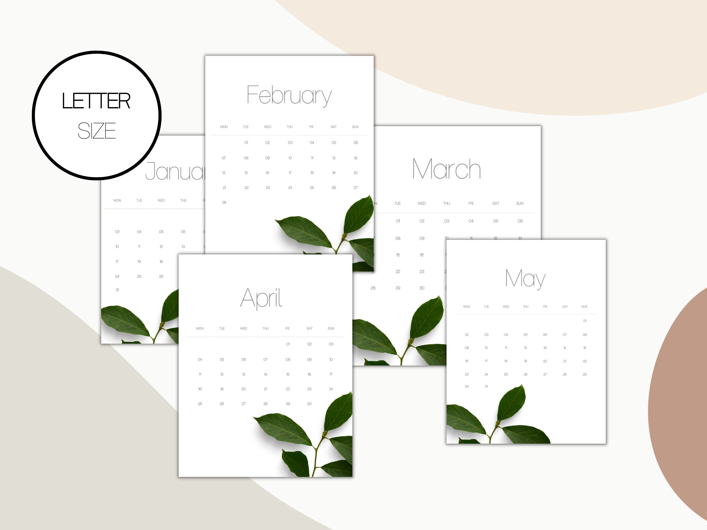 2023 Printable, Canva Customizable, Minimalist, Calendar Bundle; 8.5 ...